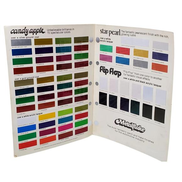 Other | Vintage Metalflake Automobile Custom Finishes Paint Color Chart ...